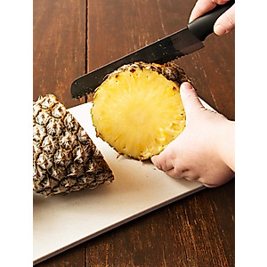 Cutting Board Set: Advanced Ceramic Serrated Bread Knife and Natural Bamboo Cutting Board - the Perfect Combination