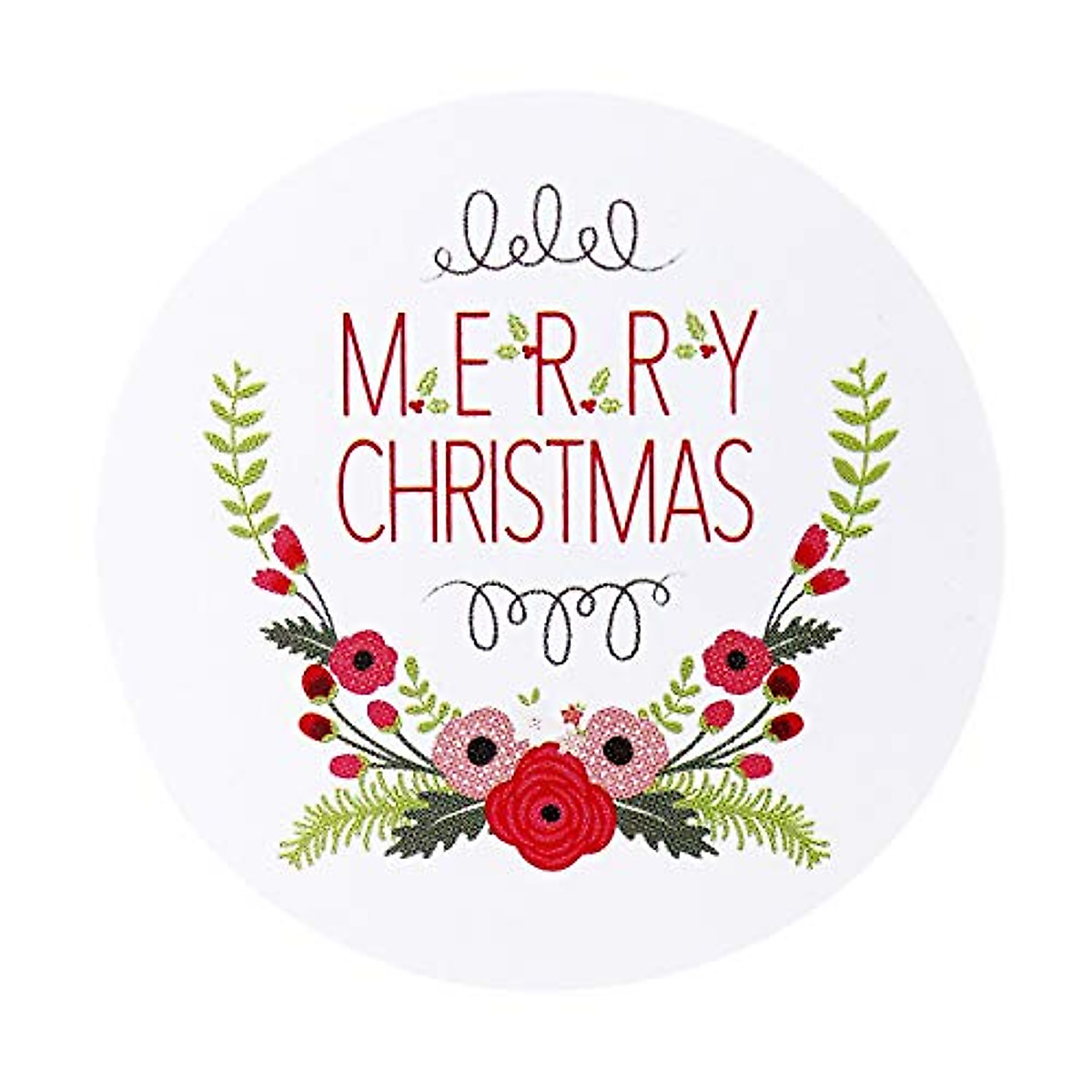 Yoption Merry Christmas Stickers Roll 1.5 Inch, 500 Round Christmas Tags, Multiple Designs （5 Patterns）
