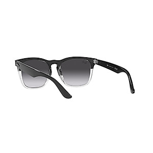 Ray-Ban RB4487 Steve Square Sunglasses, Black on Transparent/Grey Gradient Blue, 54 mm