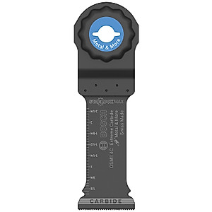 BOSCH OSM114C 1-1/4 In. StarlockMax Oscillating Multi Tool Metal & More Carbide Extreme Plunge Cut Blade for Extreme-Duty Applications in Cutting Iron Bar, Metal, Wood with Nails, Drywall and Tile