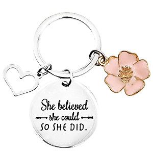Pedenty She Believed She Could So She Did Keychain - Inspirational Gifts for Women Mom Daughter Girls Friends, Graduation Gifts for Her