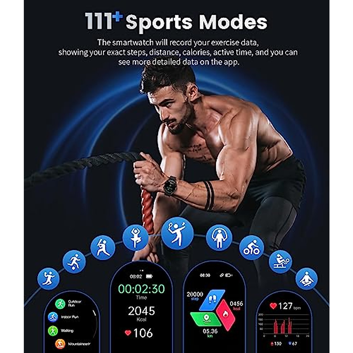 Smart Watches for Men Bluetooth Call (Answer/Make Call), 1.39'' IP68 Smartwatch for Android Phones and iPhone Compatible with Heart Rate/SpO2/Blood Pressure, Voice Assistant, Calculator, Pedometer