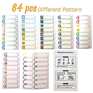 64pcs Baby Bottle Labels for Daycare Waterproof Name Stickers for Kids Toddlers Nursery Daycare Essentials Self-Laminating Write-on Name Labels Personalized