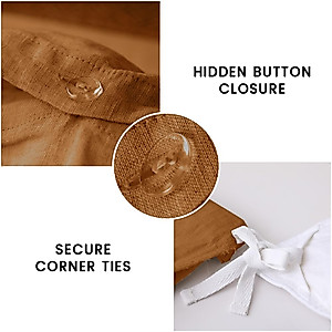 CBHME Bedding Duvet Cover Set Linen, 100% Natural French Flax Linen Duvet Cover, Farmhouse Comforter Cover Set (1 Duvet Cover and 2 Pillowcases) Queen Size Red