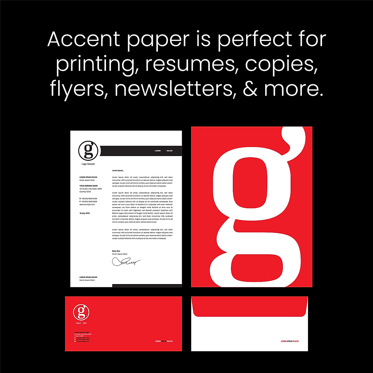 Accent Opaque White Printer Paper, 8.5” x 11” 32lb Bond/80lb Text Copy Paper – Premium Computer Paper with Smooth Finish, 97 Bright, 118gsm – Multipurpose White Paper – 188100R – 400 Sheets (1 Ream)