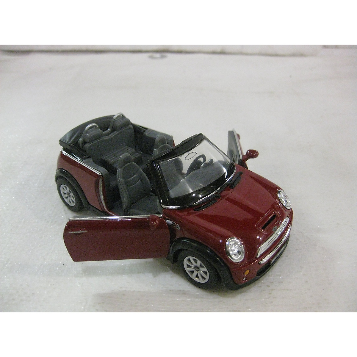 Mini Cooper S Convertible In Maroon Diecast 1:28 Scale By Kinsmart