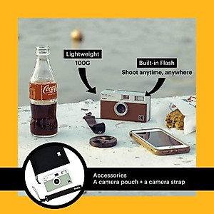 KODAK EKTAR H35 Half Frame Film Camera, 35mm, Reusable, Focus-Free, Lightweight, Easy-to-Use (Sand) (Film & AAA Battery are not Included)