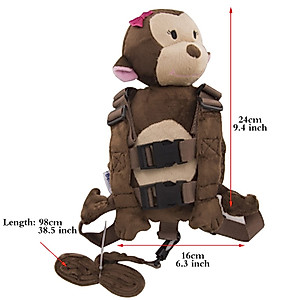 Berhapy 2 in 1 Female Orangutan Toddler Safety Harness Backpack Children's Walking Leash Backpack Toddler Leash for 1-3 Years Old Kid Leash for Girls