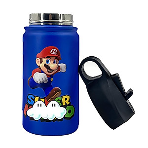 Kids Insulated Stainless Steel Cups Cartoon Reusable Water Bottle Cute Tumbler with Straw Lid Wide Handle Leak Proof Mugs for Boys Girls 12oz