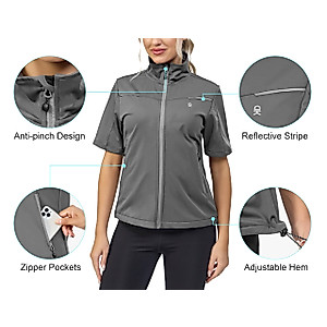 Little Donkey Andy Women's Short Sleeve Jacket Windproof Lightweight Vest for Golf Hiking Running Grey M