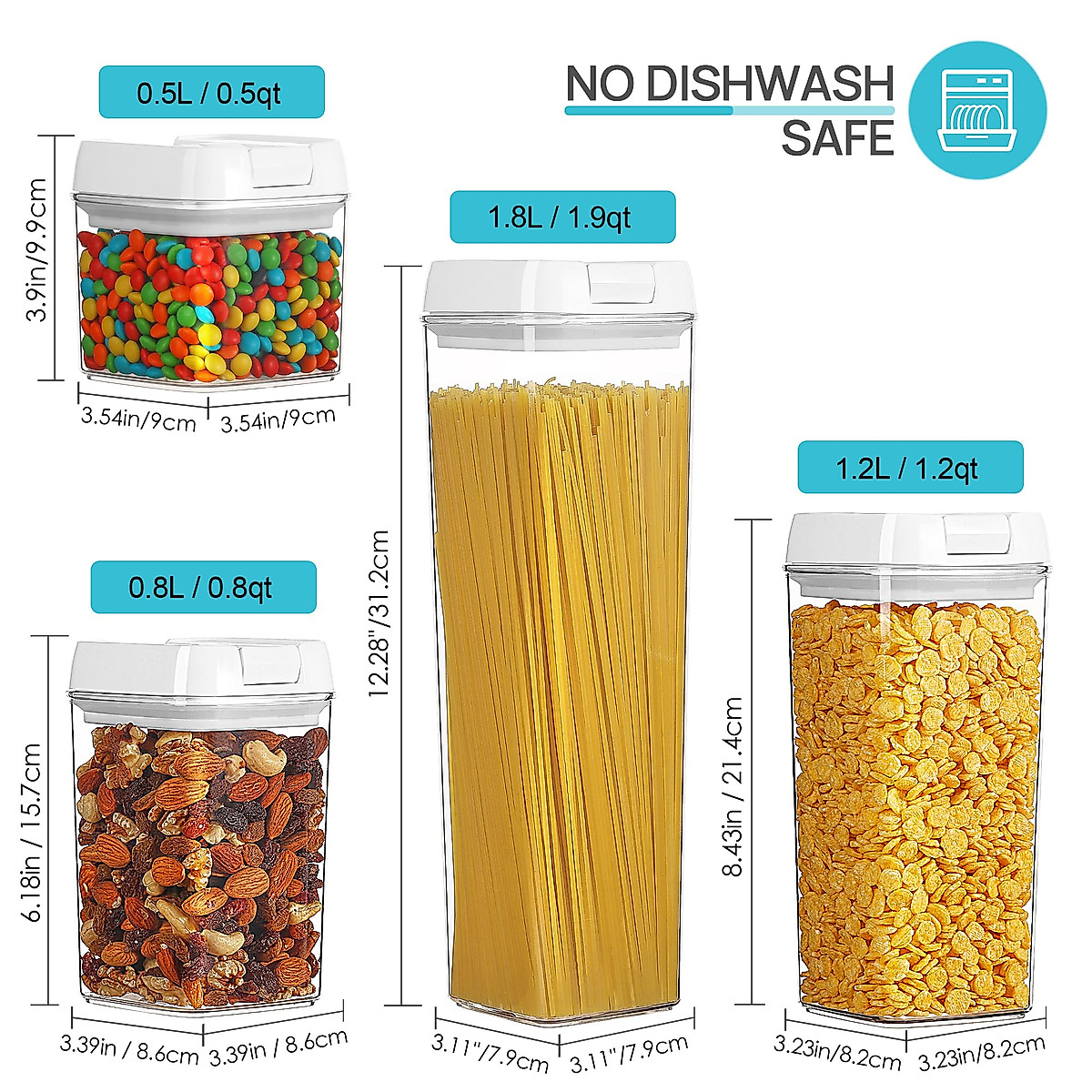 Vtopmart 21 PCS Airtight Food Storage Containers Set, BPA Free Plastic Kitchen Pantry Organizer, with Easy Lock Lids for Pasta Spaghetti Cereal Snack Flour Sugar Rice Organization, Include 24 Labels