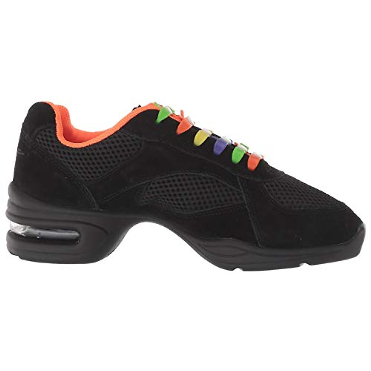 Skazz by Sansha Women's Dance Studio Exercise Sneakers Mesh Suede Rubber Split-Sole Haley, Black/Orange,7.5