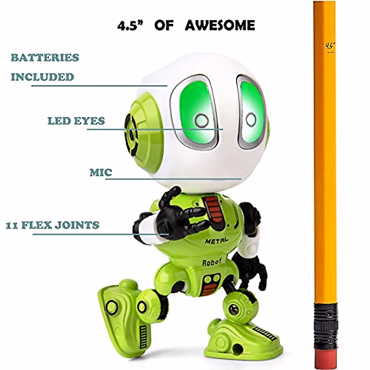 Stocking Stuffers for Kids, Sopu Rechargeable Robot Toys, Mini Talking Robot with Repeats Waht You Say, LED Lights and Cool Sounds Interactive Toy Christmas Stocking Stuffers for Adults Kids (Green)
