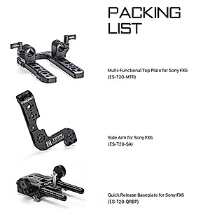 Tilta Camera Cage Compatible with Sony FX6 | Includes: Quick Release Baseplate | Side Arm | Multi-Functional Top Plate