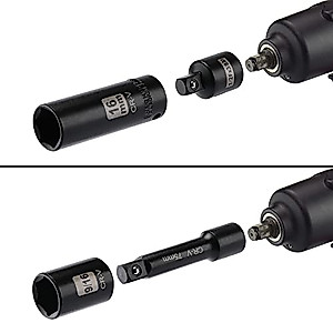 Mayouko 48 Pieces 3/8" Drive Impact Socket Set, SAE/Metric, 6 Point, CR-V, Includes Extension Bar, Adapter, Universal Joint