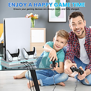 CODOGOY Upgraded PS5 Cooling Stand with Controller Charger, Cooling Station for PS5 Disc & Digital Editions, 2 Levels Adjustable Fans Speed, PS5 Charging Docking Station with 3 USB Ports (White)