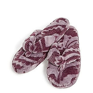 Vera Bradley Women's Fleece Flip Flop Slippers, Java Mulled Wine Tonal, Large (US Women's Size 9-10)