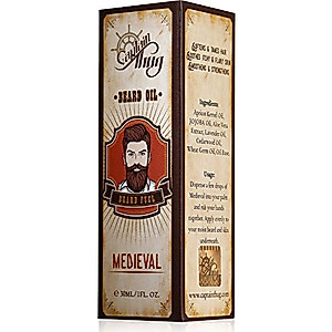 Captain Thug Medieval Beard Oil Conditioner – Ultra Premium Ayurveda – 9 Essential Oils – Softens, Smooths & Strengthens Beard Growth – Grooming Beard and Mustache Nourishment Treatment – 1 fl. oz.
