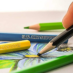 U.S. Art Supply 50 Piece Adult Coloring Book Artist Grade Colored Pencil Set - Vibrant Colors, Smooth Art Drawing, Sketching, Shading, Blending - Fun Activities for Kids, Students, Adults, Beginners