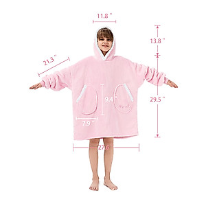 Century Star Wearable Blanket Hoodie for Kids 6-10YR Oversized Hooded Thick Cozy Fleece Sherpa Soft Warm Weighted Sweatshirt Girls Boys Kids Cat
