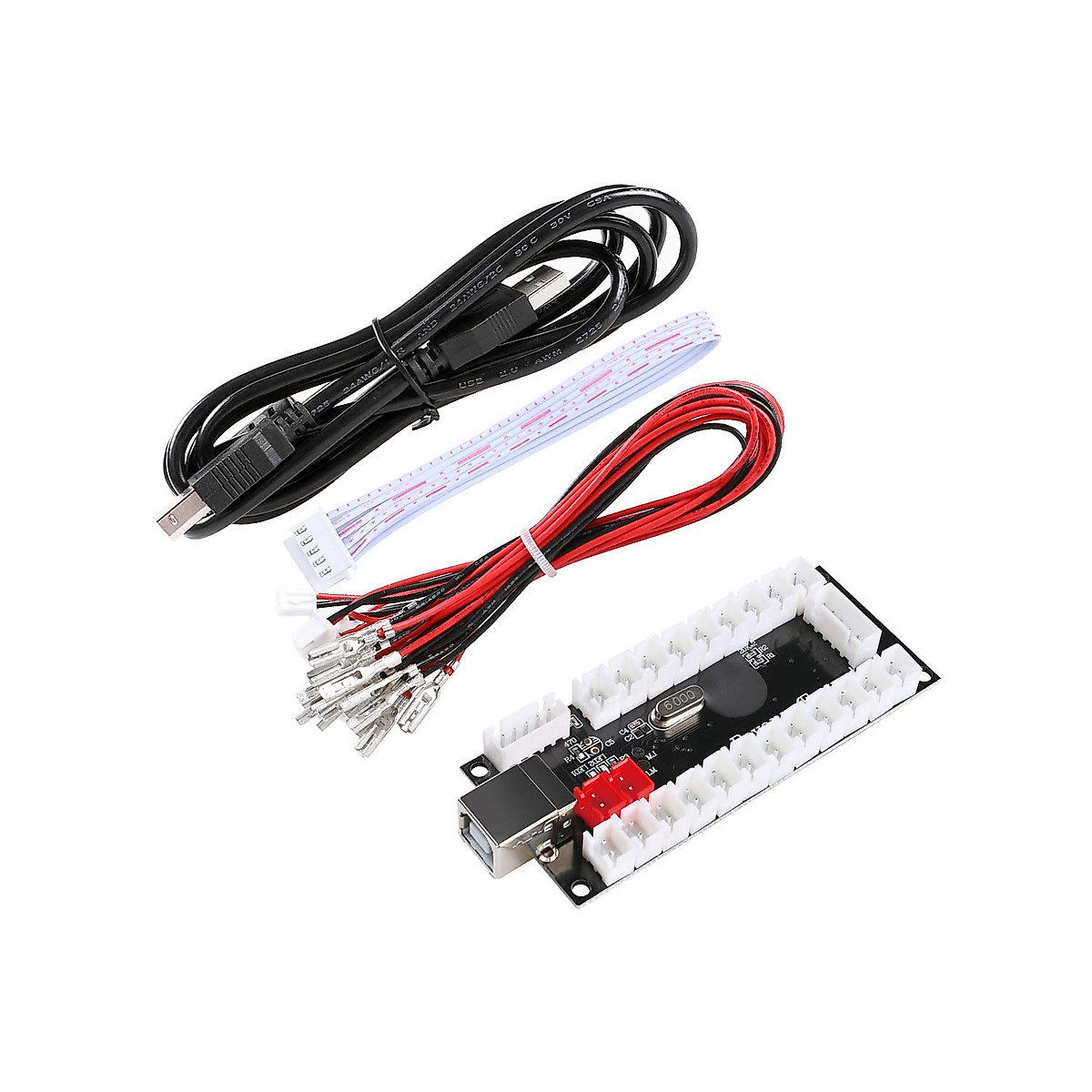 Hikig 1 Player DIY Arcade Cabinet Parts Kit, 10x LED Arcade Buttons + 1x 5PIN Joystick + 1x Zero Delay USB Encoder for Mame Jamma PC Games & Raspberry Pi, Red Kit