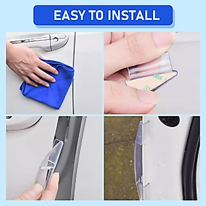 Jawmoy 4 PCS Car Door Anti-Collision Strip, Rearview Anti-Impact Sticker, Door Protection Decorative Covers, Universal Car Side Door Edge Protector (Black)