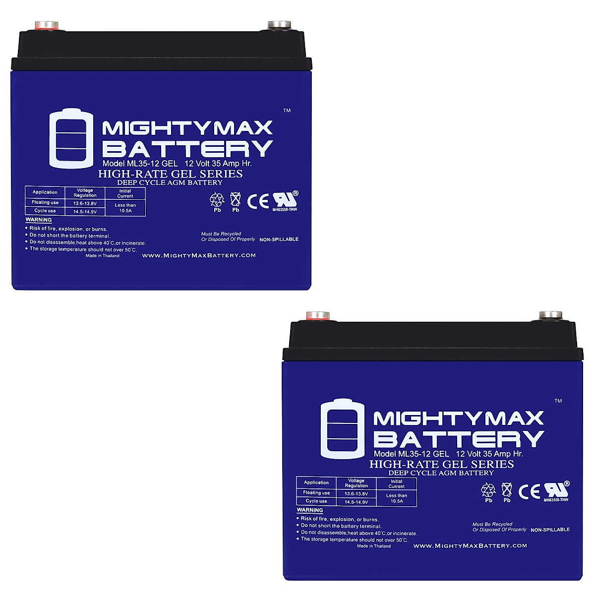 Mighty Max Battery 12V 35AH GEL Battery Replacement for Merits Vision Sport P326A - 2 Pack