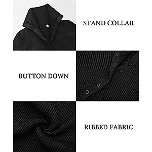 Vaiaye Women’s Sweater Dress Long Sleeve Bodycon Knit Stretchable Elasticity Button Down Winter Fall Pullover Jumper Dresses Black