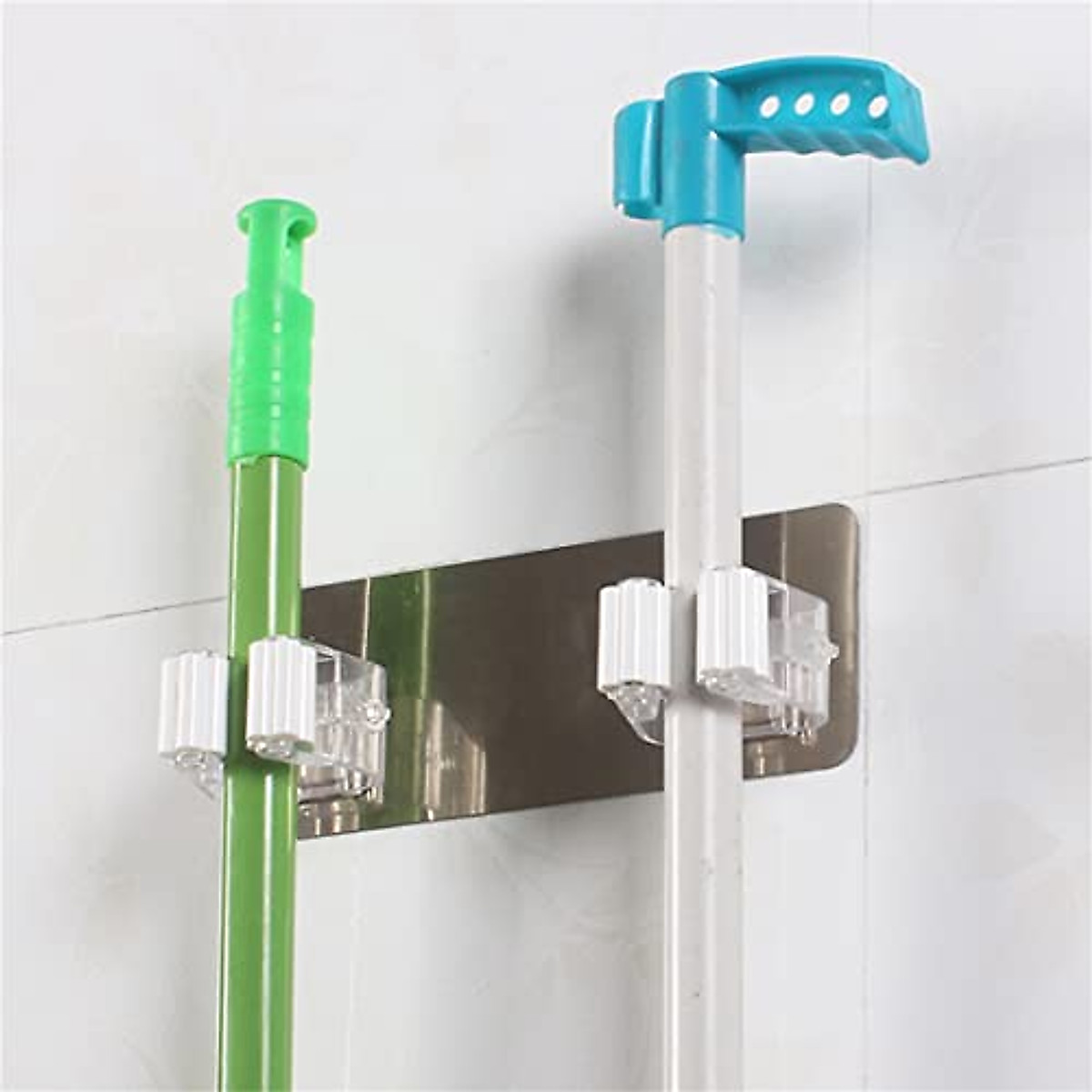 1pcs Command Broom Grippers Wall Mounted Mop Holder Brush Broom Hanger Storage Rack Kitchen Organizer Mounted Accessory Hanging Cleaning Tools Home Gadgets