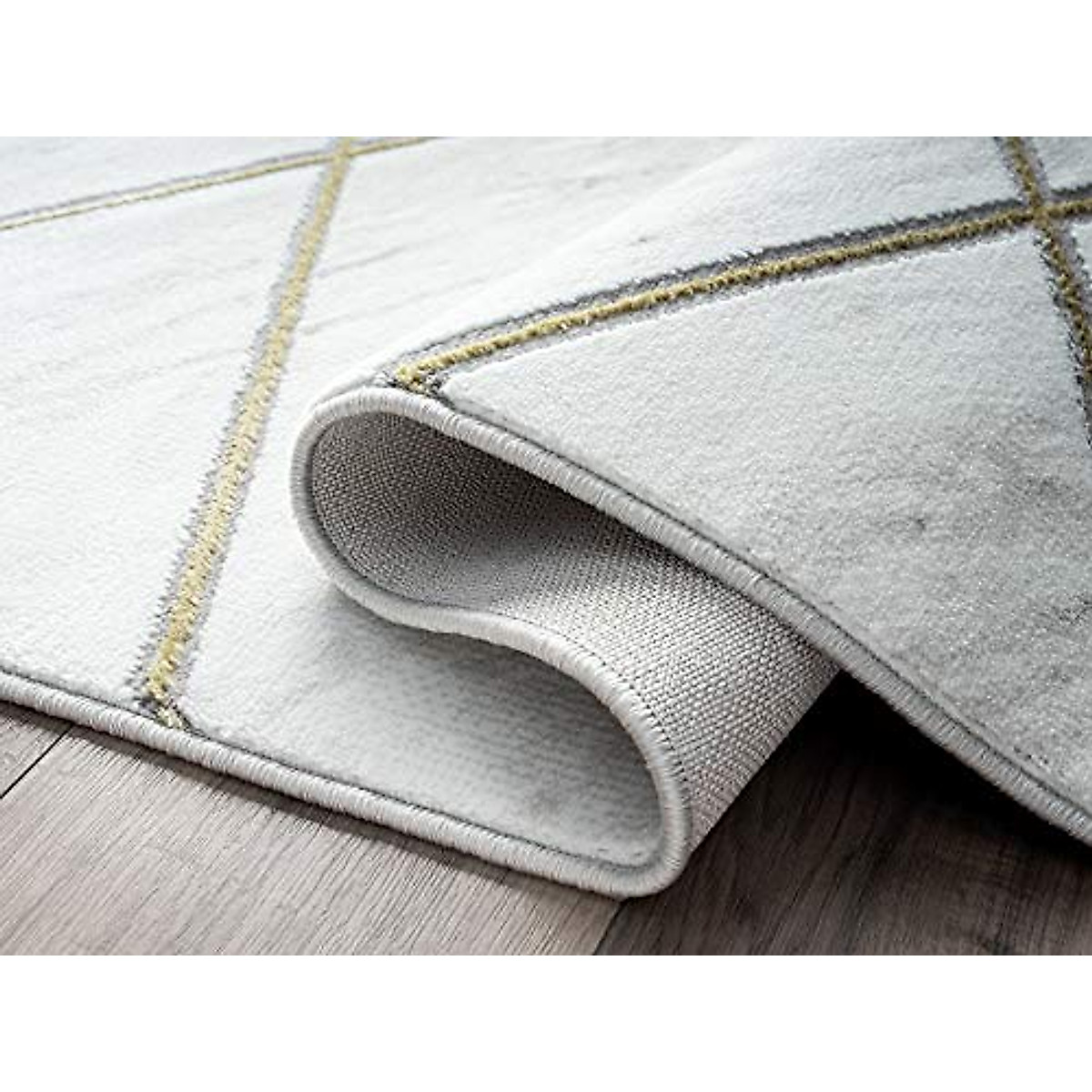 Abani Luna LUN150A Contemporary Marble Gold Lines Area Rug 5'3"x7'6"