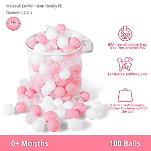 STARBOLO Ball Pit Balls for Kids - 100 Pieces Crush Proof Stress Balls BPA&Phthalate Free Non-Toxic Soft Plastic Ball for Baby Birthday Pool Play Water Toy Wedding Playpen Pit Accessories (Pink)