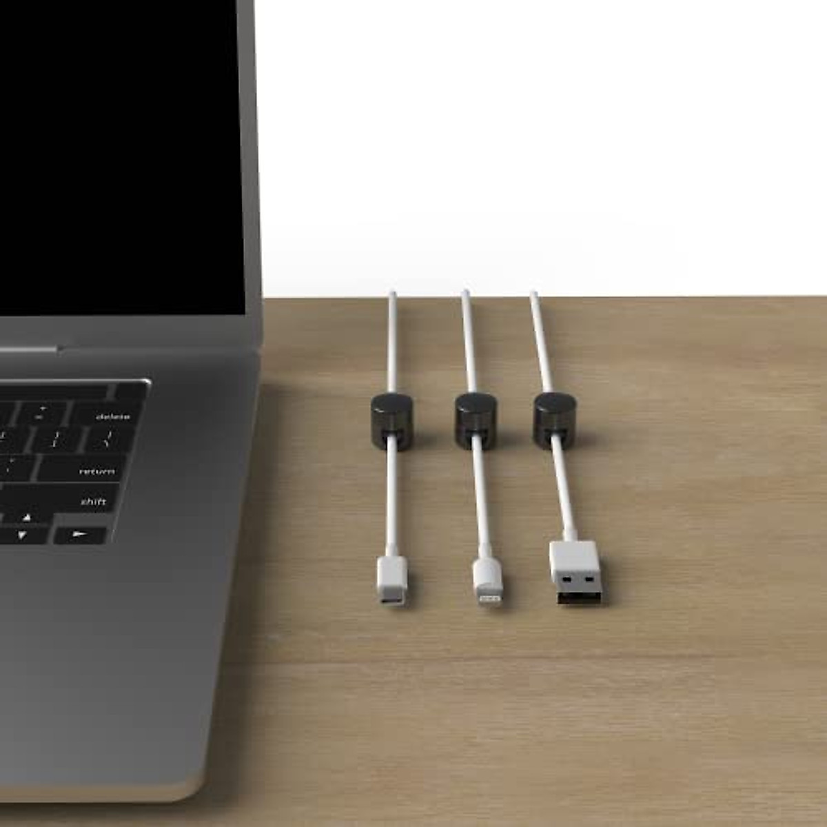 ICONIT Cable Anchors for Desk Organization Gun Metal | Premium Aluminum Cord Organizers | Charger + Cable Management Clips for Home & Office | Stylish, Sturdy, & Functional | (3 Pack)
