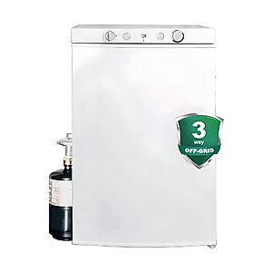 SMETA Propane Refrigerator RV 3 way Off Grid Camper Fridge Outdoor Refrigerator for Patio 12V/110V/Gas LPG, No Noise, Solar Fridge for RV Garage, Single Door, 3.5 Cu.Ft, White