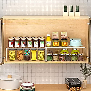 iPEGTOP Set of 2 Stackable Freezer Cabinet Storage Shelf Rack, Rustproof Steel Metal Frame Kitchen Organizer Space Saver for Cabinet Pantry Shelves Counter, Chrome