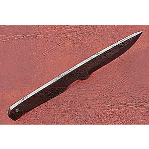 Straight Back Blank Blade Skinning Knife, 8 inches Long Hand Forged Damascus Steel 4" Scale Space with 3 Pin Hole & an Inserting Hole Space 3.5 inches Cutting Edge