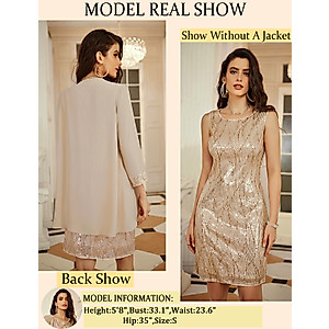 GRACE KARIN Gold Sequin Dress Formal Dresses for Women Evening Party Birthday Festival Dress XL