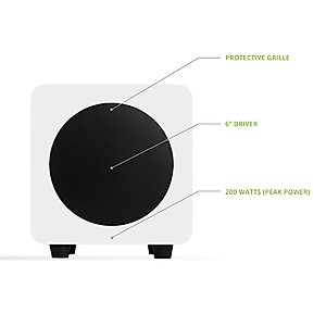 Kanto SUB6 6-inch Powered Subwoofer - Matte White