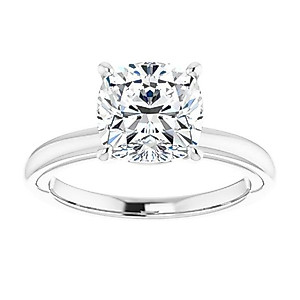 10K Solid White Gold Handmade Engagement Ring 2.5 CT Cushion Cut Moissanite Diamond Solitaire Wedding/Bridal Rings for Women/Her Propose Ring (4)