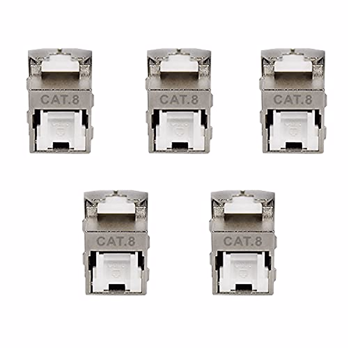 Elite Cat8 Shielded Keystone Jack, 40Gb (40 Gigabit), 180 Degrees, UL Listed, ETL Verified, RoHs/TAA Compliant, Auto Cover (5 Pack)