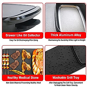 Electric Grill Indoor Outdoor Hot Pot with Grill Korean Bbq Grill with Divider 2200W,110V Large Capacity Multifunctional Non-Stick Separate Dual Temperature Control | for 2 - 10 People, Black