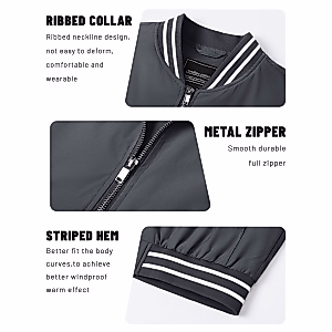 TACVASEN Varsity Jacket Men Men's Jackets With Inside Pockets Men's Lightweight Flight Bomber Jackets Men's Bomber Jackets Windbreaker Spring