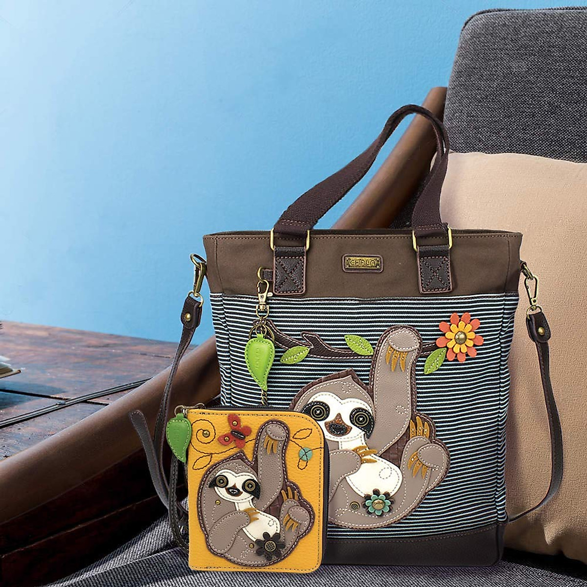 CHALA Work Tote with Zip Around Wallet - Sloth