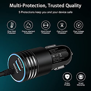 Super Fast USB C Car Charger 60W for Samsung Galaxy S23 Ultra S23+ S23 A14 5G A13 A53 S22 S21 A54 A34 S20 Z Fold4 Flip4 A03s F04,iPhone,Google Pixel 7,3ft Type C Cable,Android Phone Automobile Adapter
