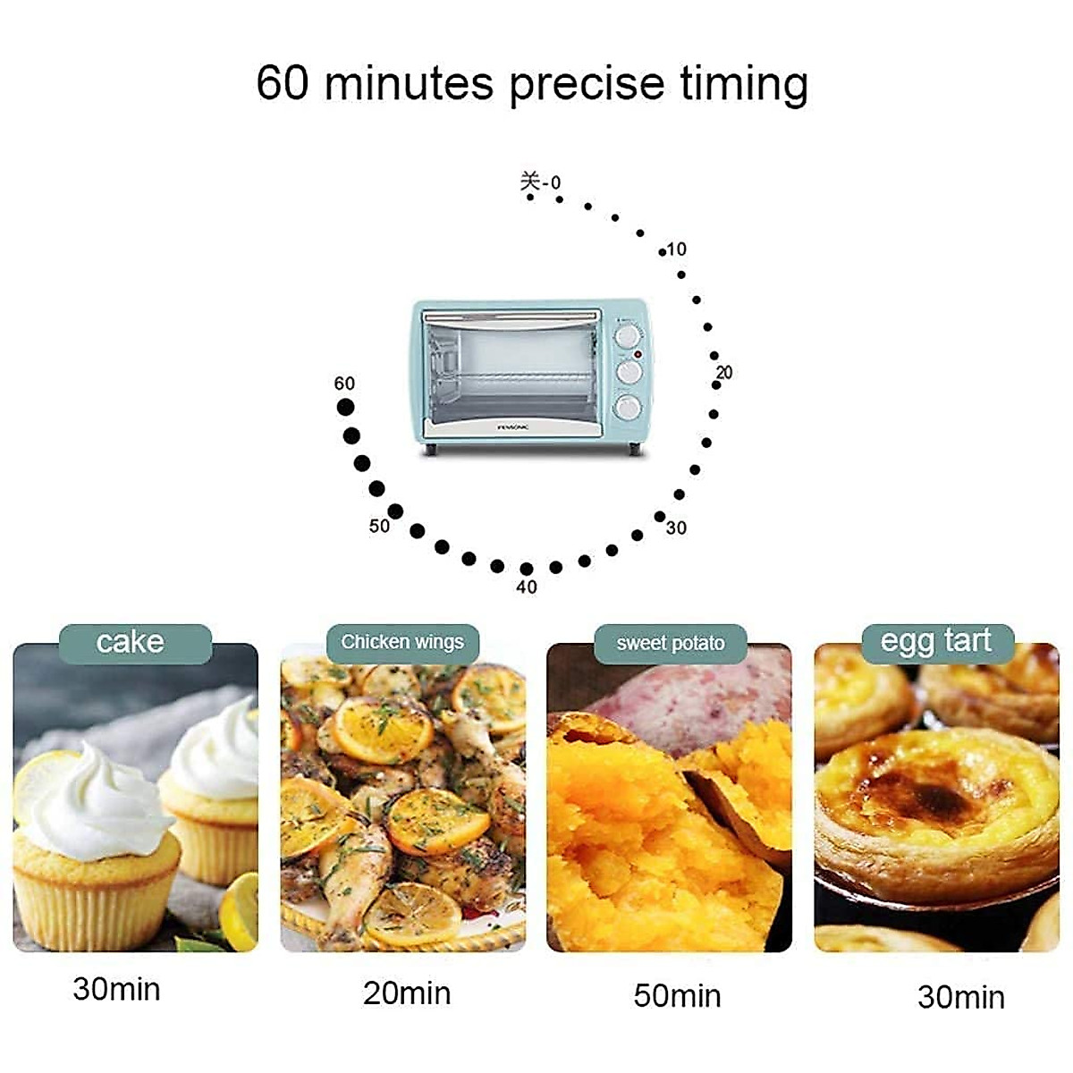 19L Oven,Adjustable Temperature 0-250℃ and 60-Minute Timer Three-Layer Baking Position Household Baking Electric Oven