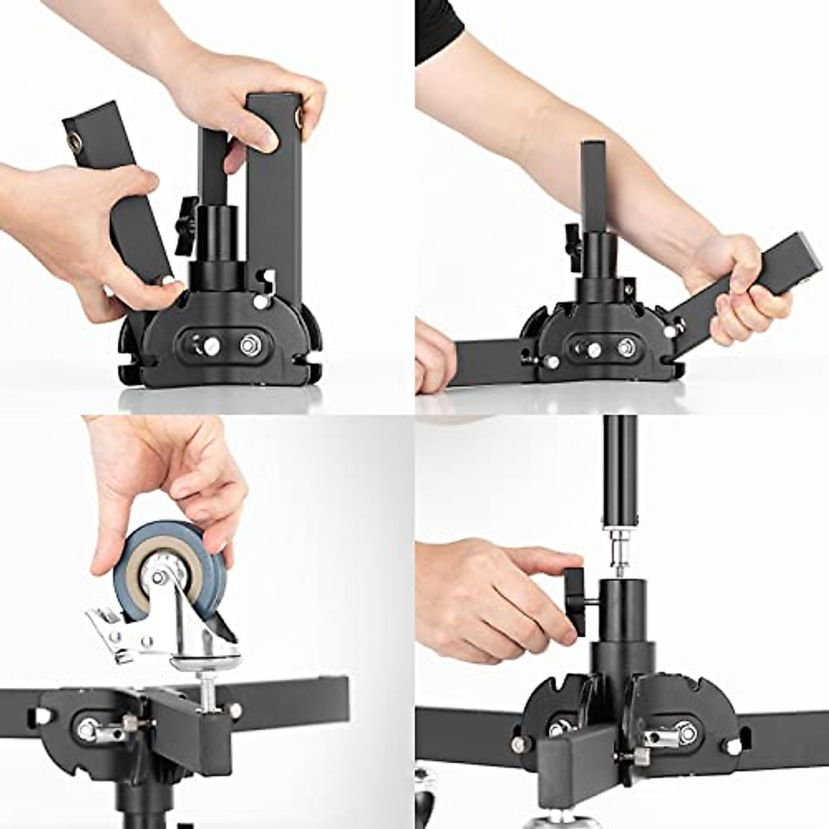 AMBITFUL 61-81cm/21-31.9" Profession Removable Very Sturdy Folding Floor Light Stand and Wheels for Studio Flash LED Light