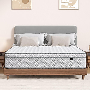 Hotkid,Queen Mattres, 12 Inch Hybrid Queen Mattresses in a Box, Memory Foam and Pocket Springs,Soft and Comfortable Medium Firm Mattress, Pressure Relief,Cool and Breathable