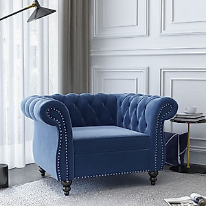 QHITTY 2 Piece Living Room Set, Sectional Chesterfield Sofa Chair Contemporary Upholstered Velvet Loveseat Couch Sets for Living Room, Bedroom, Office