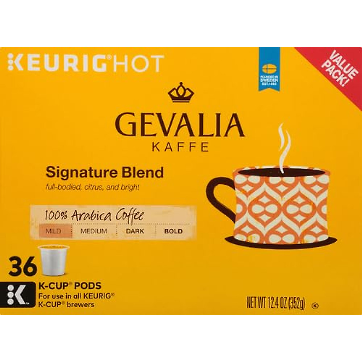 Gevalia Signature Blend Mild Roast K-Cup Coffee Pods (36 Pods)