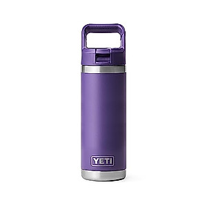 YETI Rambler 18 oz Bottle, Vacuum Insulated, Stainless Steel with Straw Cap, Peak Purple