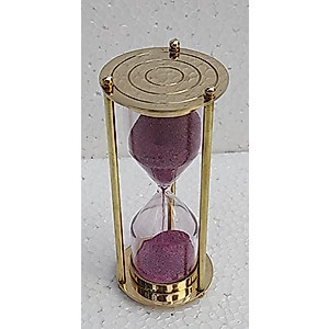 Antique Hourglass Sand Timer 3 min. Decorative Modern Brass Sand Timer Hourglass hanzla Collection by Indian Instruments, 6 inch